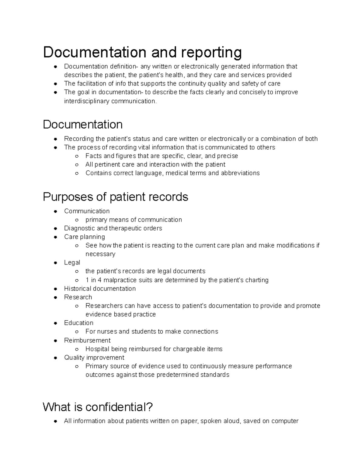 Documentation and reporting - Documentation Recording the patient’s ...