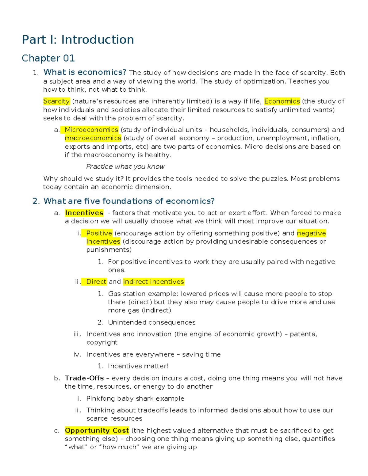 Economics 101: Chapter 1 - Introduction to Economic Principles - Studocu
