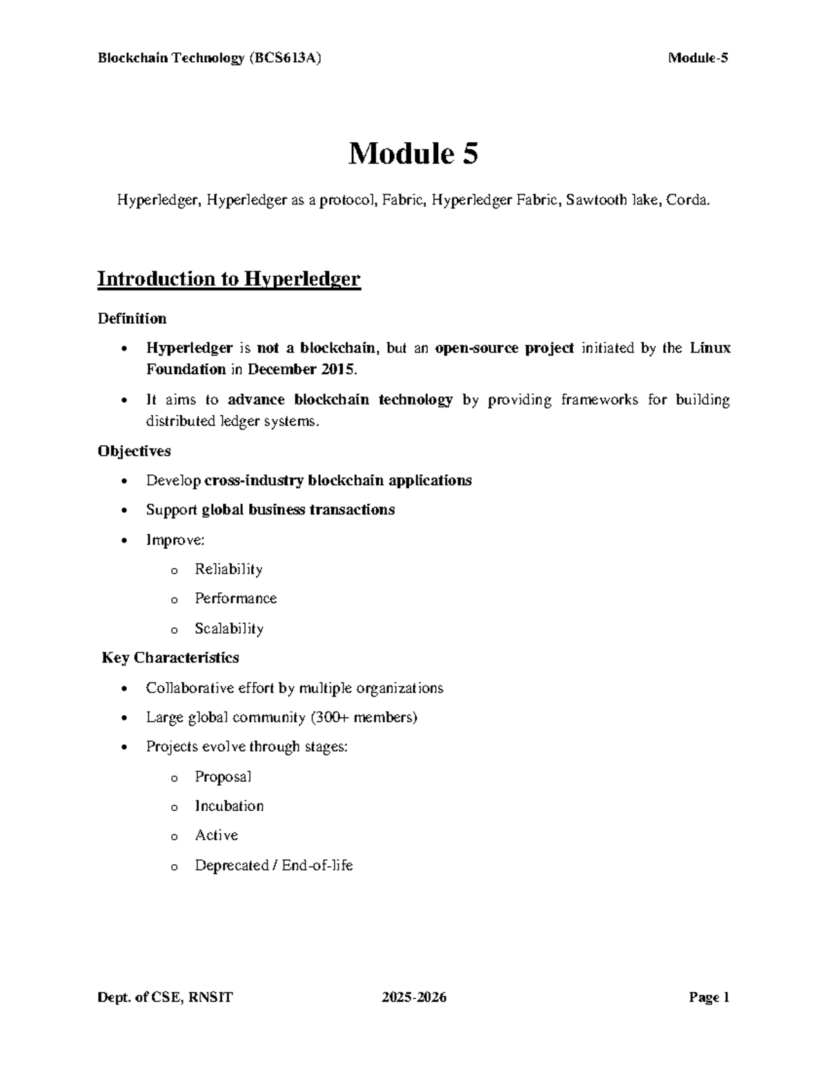Hyperledger Overview and Key Features (BCS613A) - Studocu