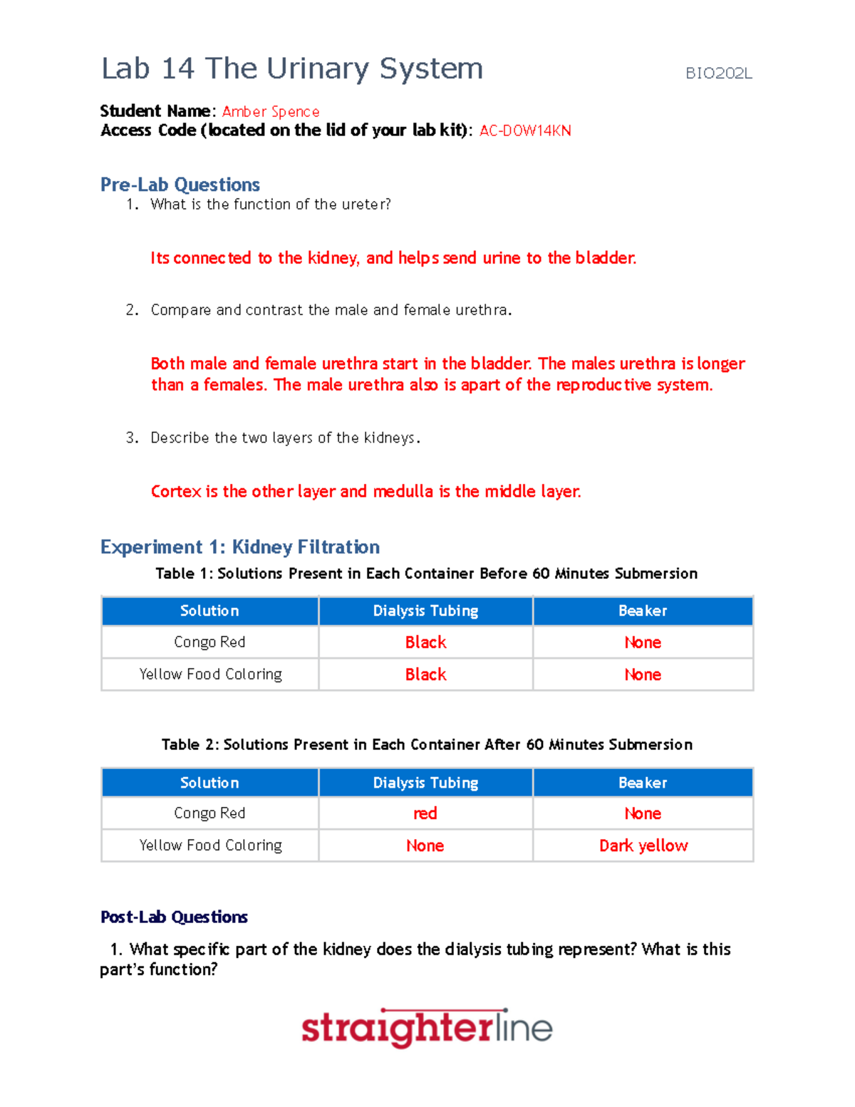 Lab 14 + Complete - Lab - Student Name: Amber Spence Access Code ...