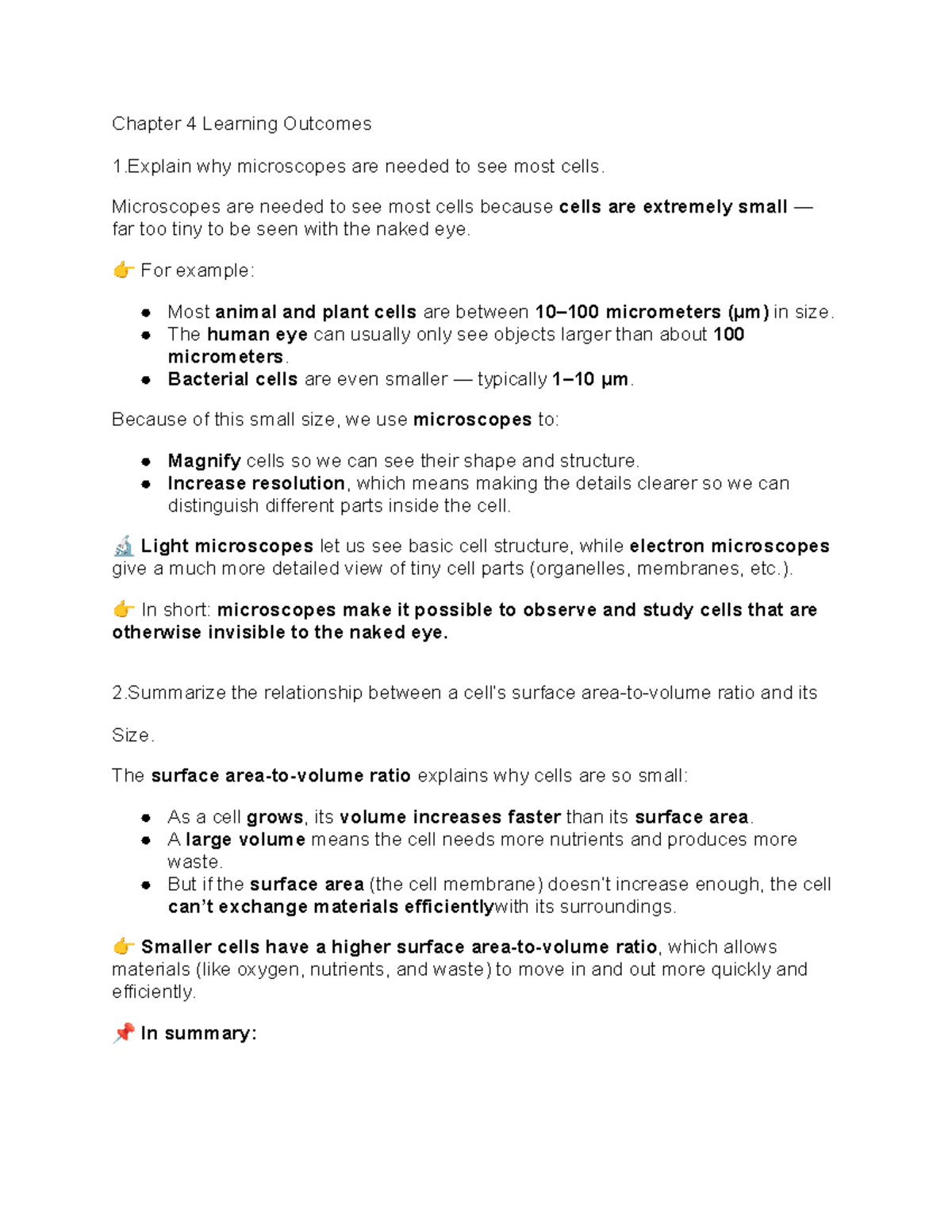 Eukaryotic Cell Structures & Functions: Chapter 4 Learning Outcomes - Studocu