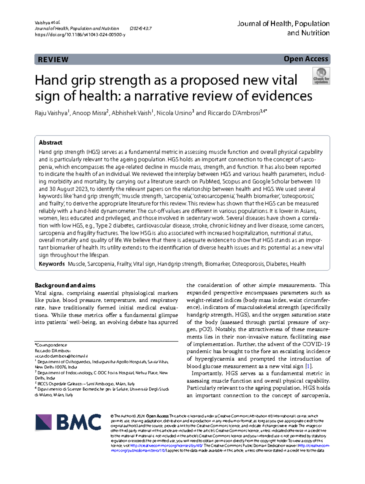 S41043 024 00500 y - Hand Grip Strength: A New Vital Sign in Health ...