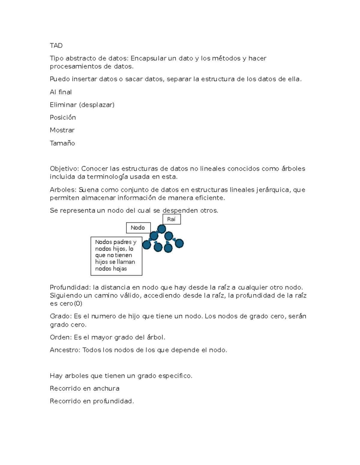 TAD - Estructuras de Datos No Lineales: Árboles y Terminología - Studocu