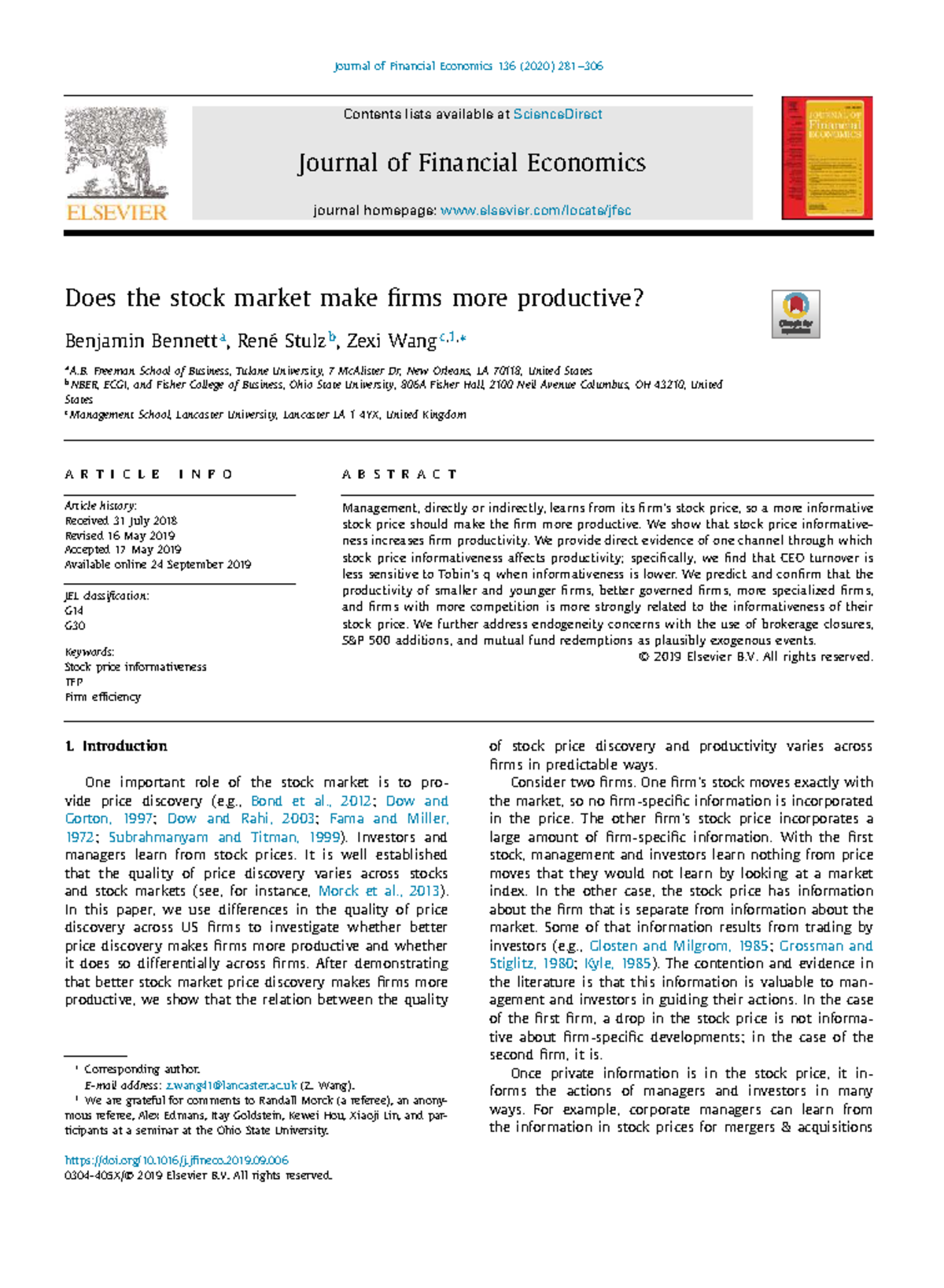 Does the Stock Market Enhance Firm Productivity? Insights from ...