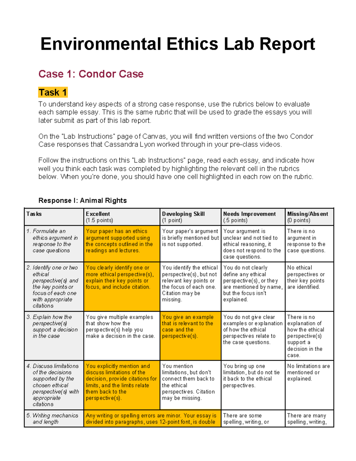 BIO182 Lab Report 1: Analyzing Environmental Ethics Cases - Studocu
