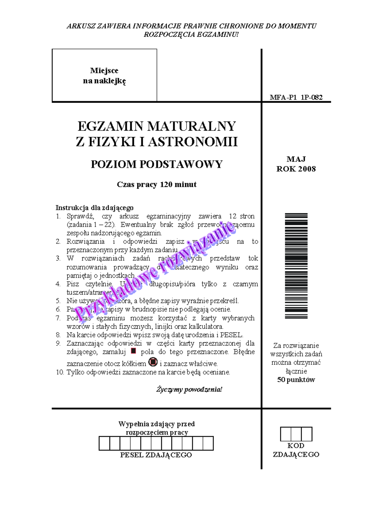 Fizyka pp r - Spr - ####### ARKUSZ ZAWIERA INFORMACJE PRAWNIE CHRONIONE DO MOMENTU ####### - Studocu