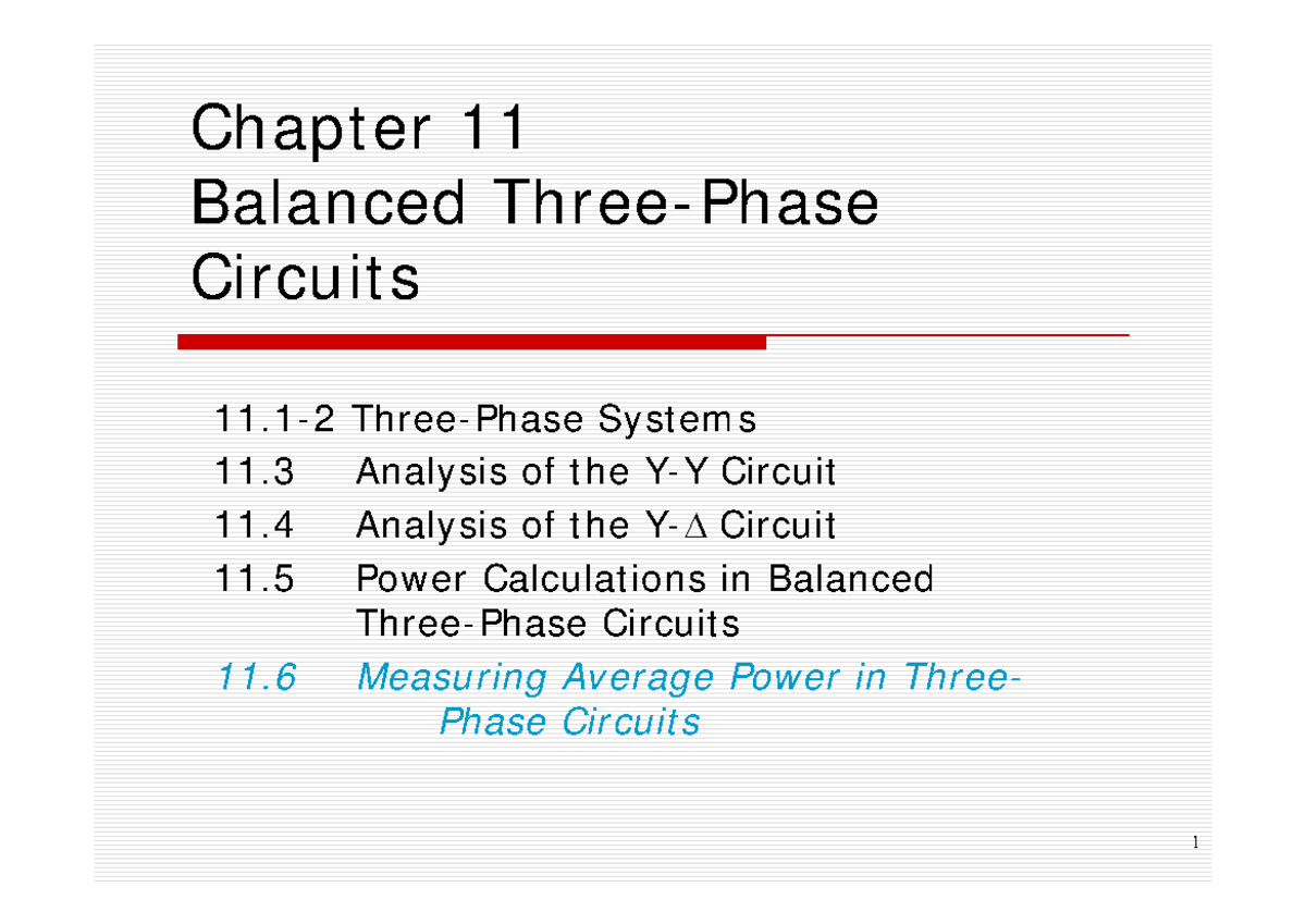 Balanced Three-Phase Circuits - Chapter 11 (Course Code: àdfvx) - Studocu