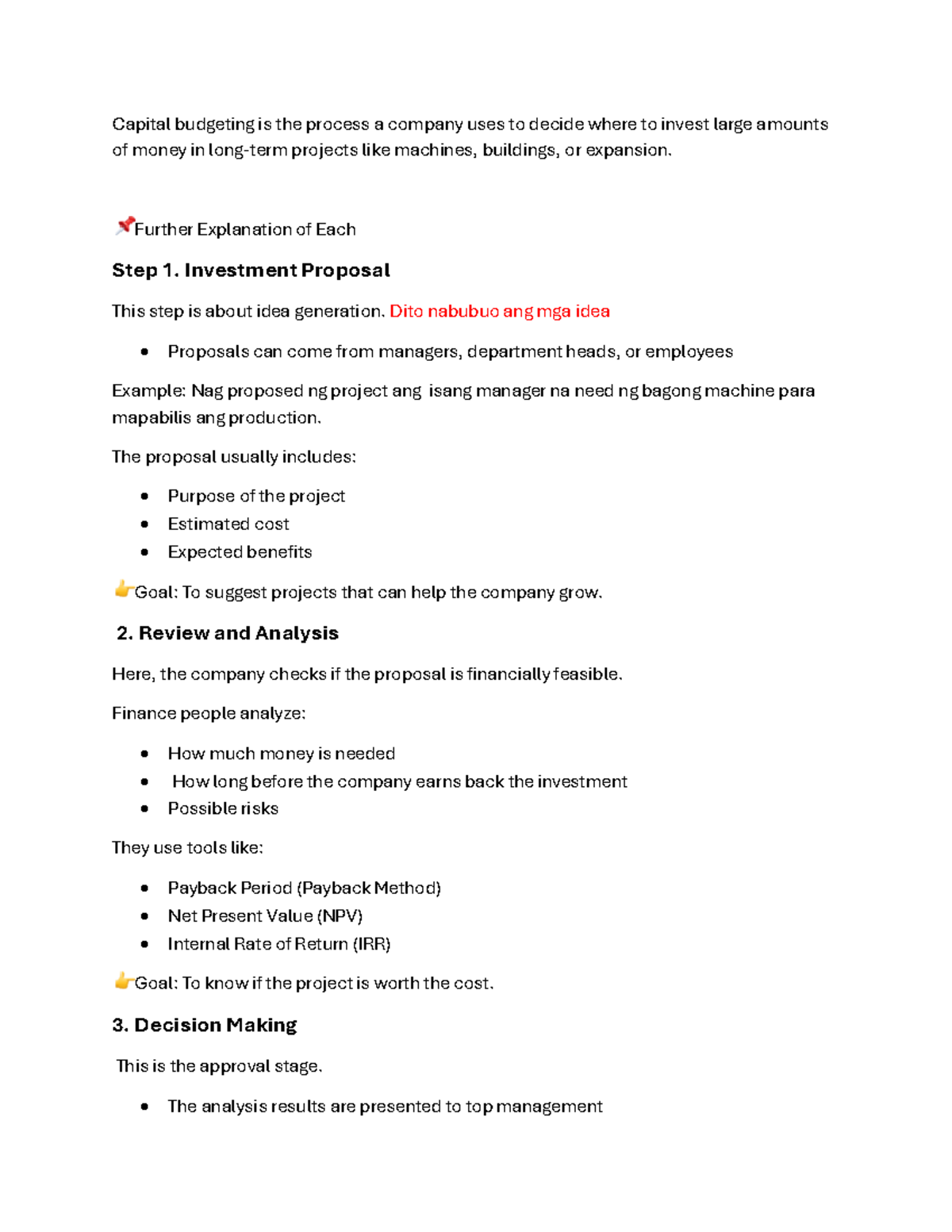 Capital Budgeting Process: Steps and Key Concepts (FIN 101) - Studocu