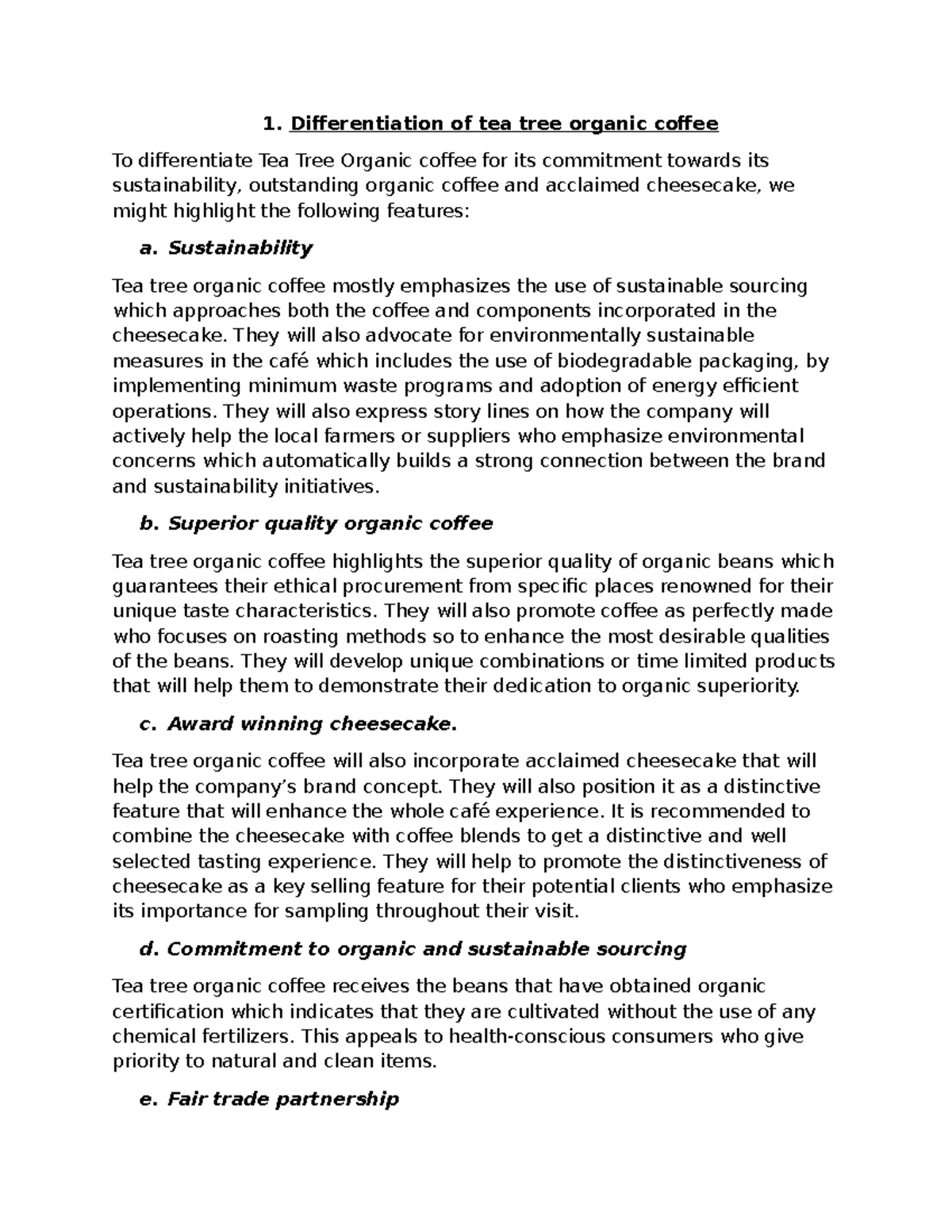 Differentiation of tea tree organic coffee - Sustainability Tea tree ...