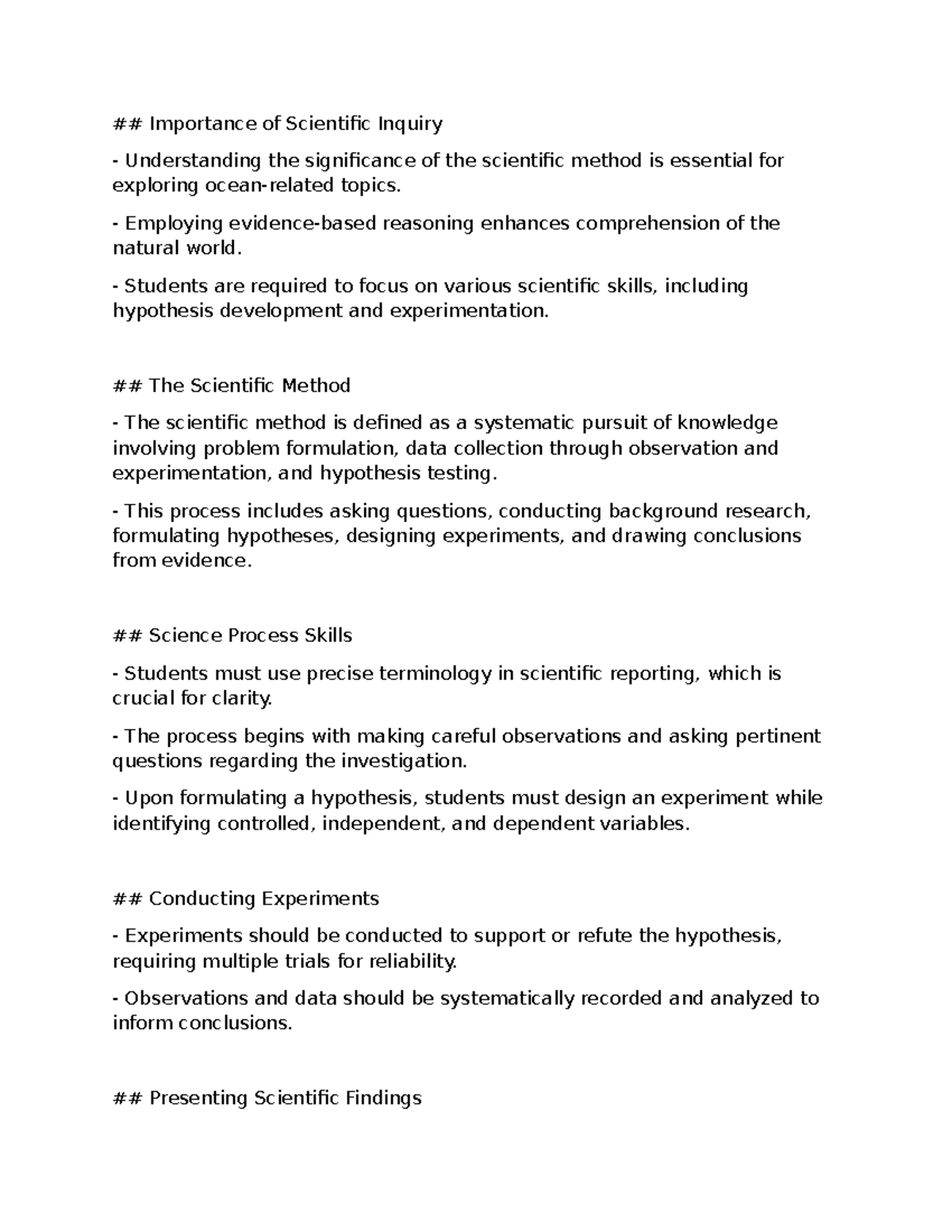 Scientific Inquiry: Understanding the Scientific Method and Skills - Studocu