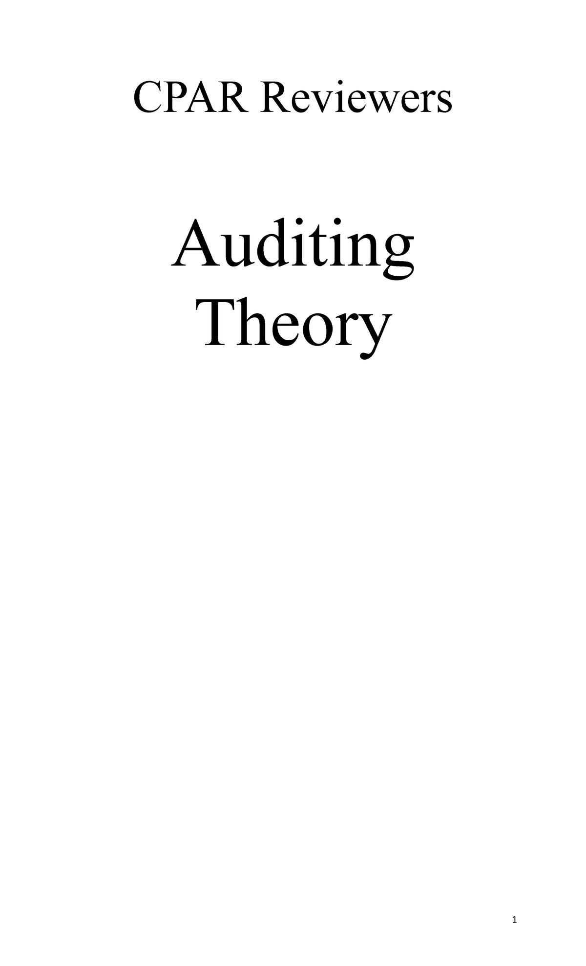 Auditing Theory CPAR Review Notes - CPAR Reviewers Auditing Theory CPA ...