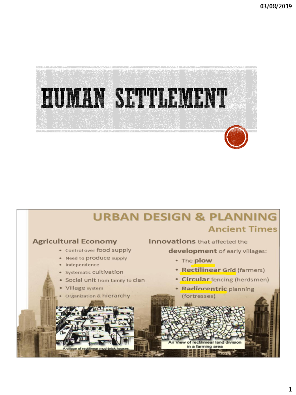 09 TAPP Human Settlement: Urban Planning Through Historical Lens - Studocu