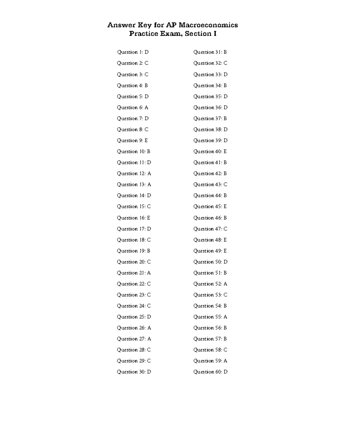 AP Macro 2013 Practice Test MCQ & FRQ Answer Key - Studocu