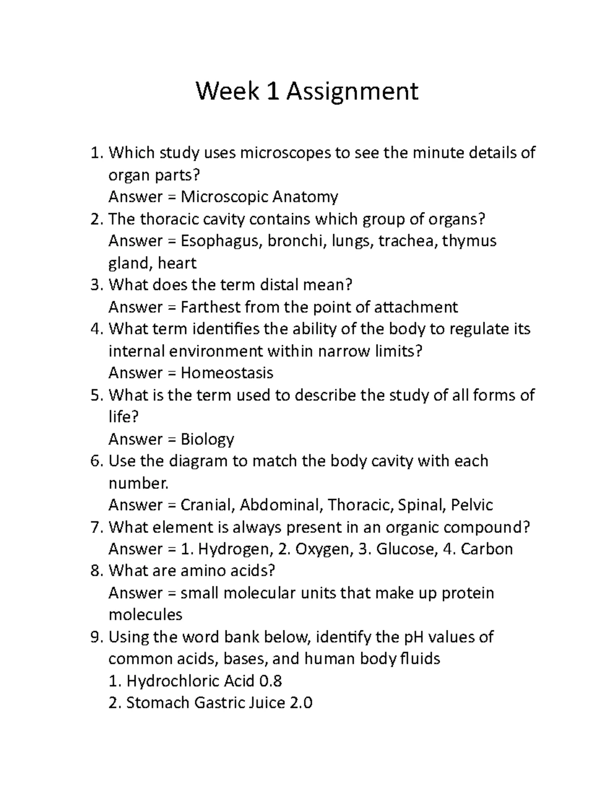 SC2110 Week 1 Overview: Human Body Systems & Interactions - Studocu