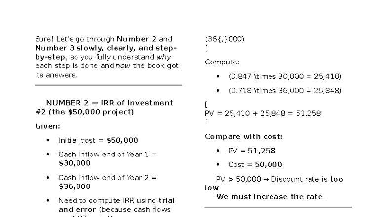 Buscom 4 - Lecture Notes on IRR Calculation Steps - Studocu