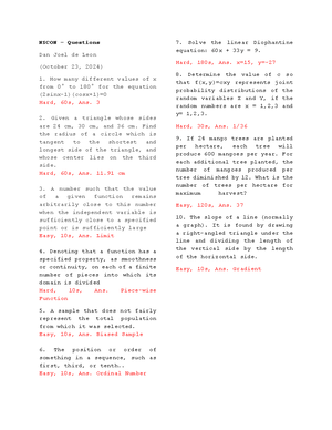 Exercise - PEC standards - Subject: Electrical Standards & Practices Section: BSEE - IV Time ...