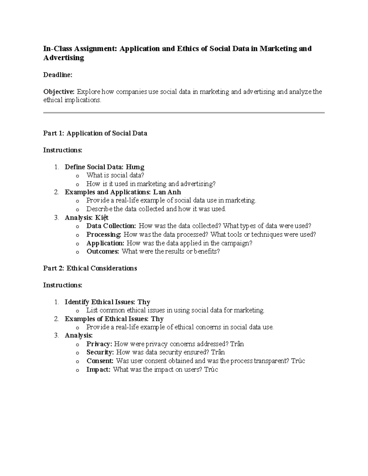 Marketing Ethics and Applications of Social Data - Mini Assignment ...