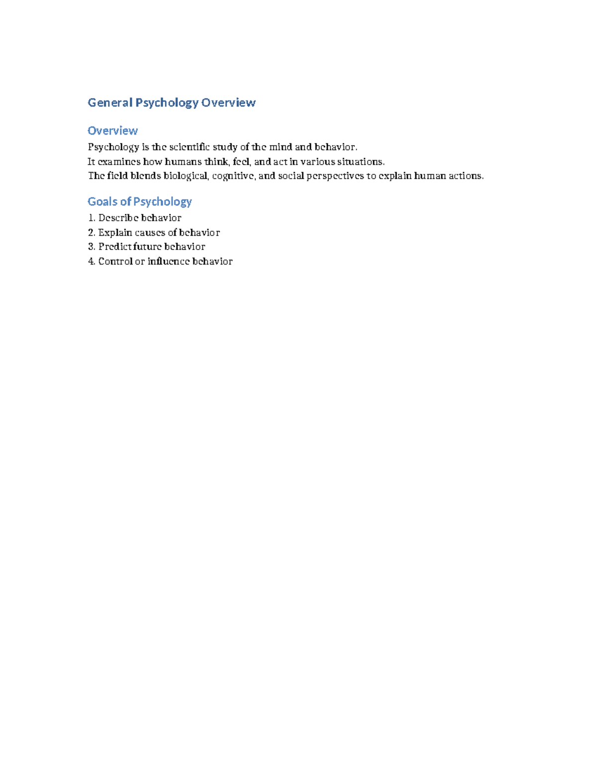 General Psychology Overview - Development of Psychological Thought ...