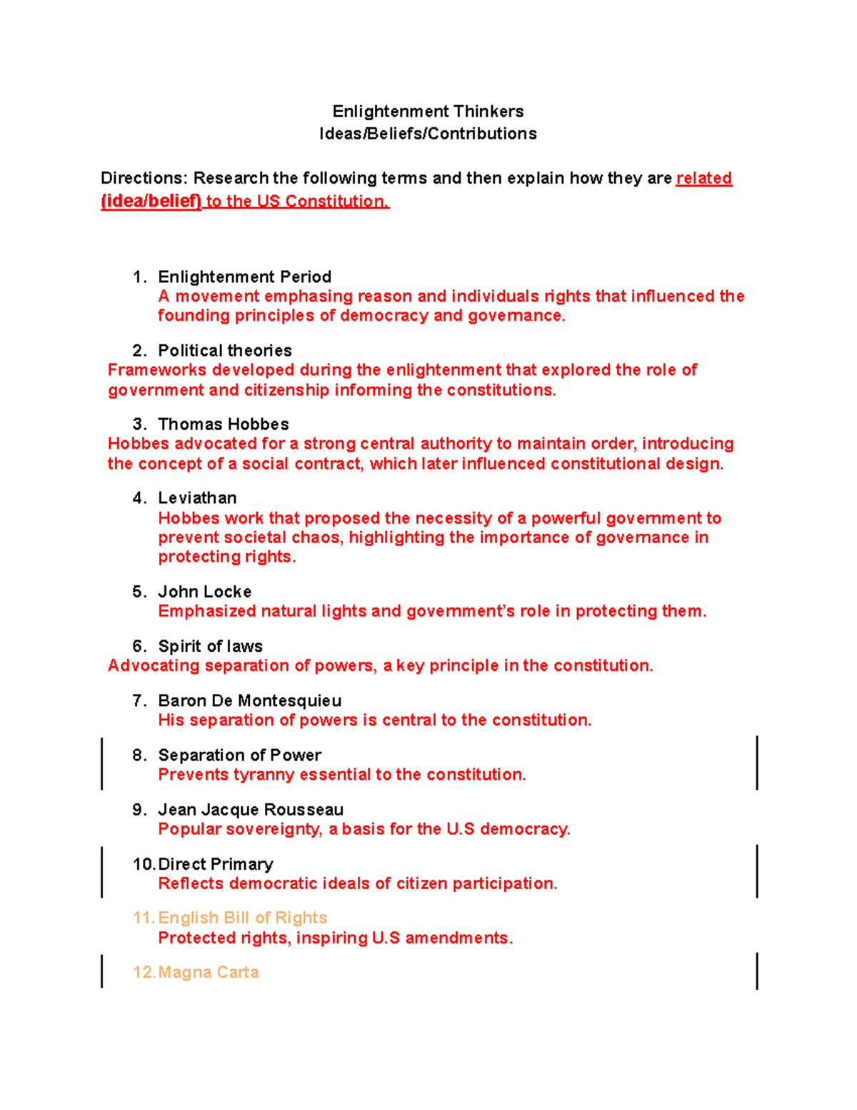 Copy of Enlightenment Thinkers - Enlightenment Thinkers Ideas/Beliefs ...