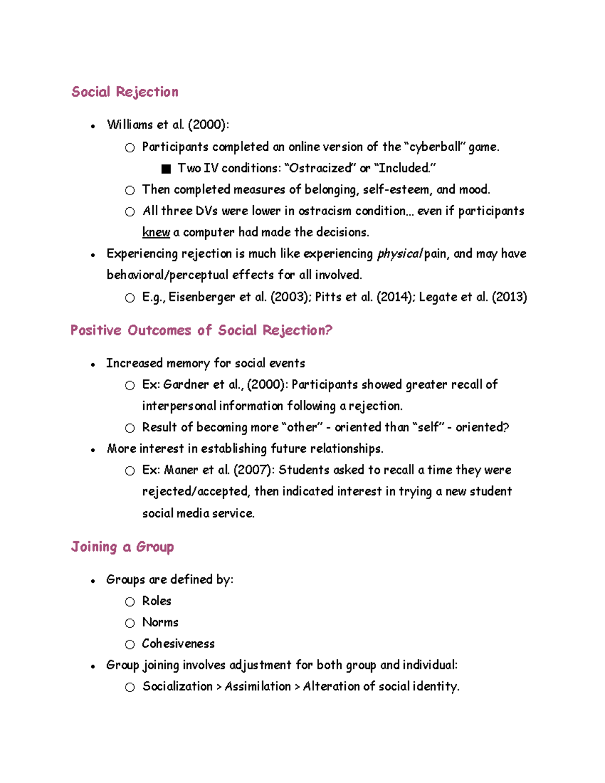 PSY 301: Social Rejection and Its Effects on Group Behavior Analysis ...