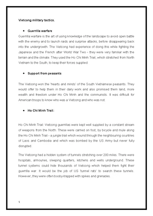 Grade 12 Vietnam Essay: The Vietcong's Military Strategies and Tactics ...