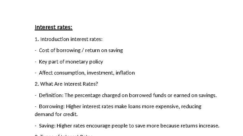 Interest Rates Overview: Key Concepts and Determinants - ABC - Studocu