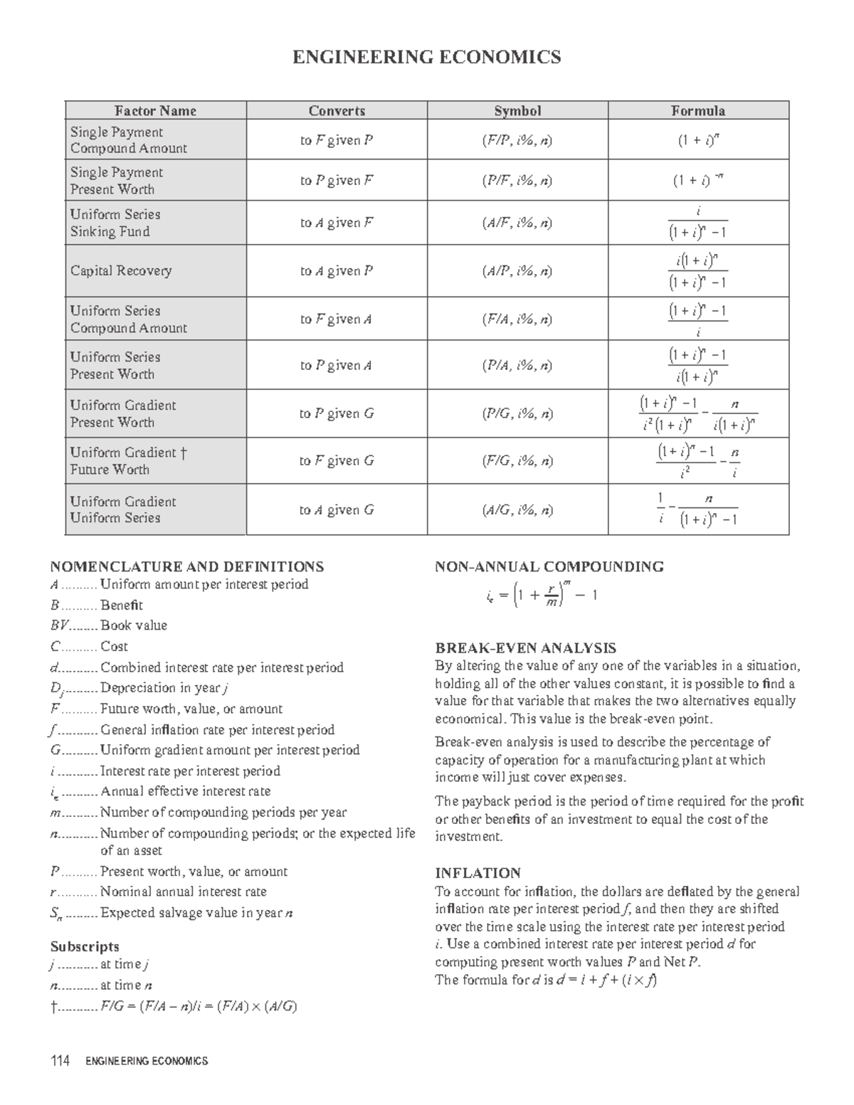 Engineering Economics Concepts and Formulas (FE Reference) - Studocu