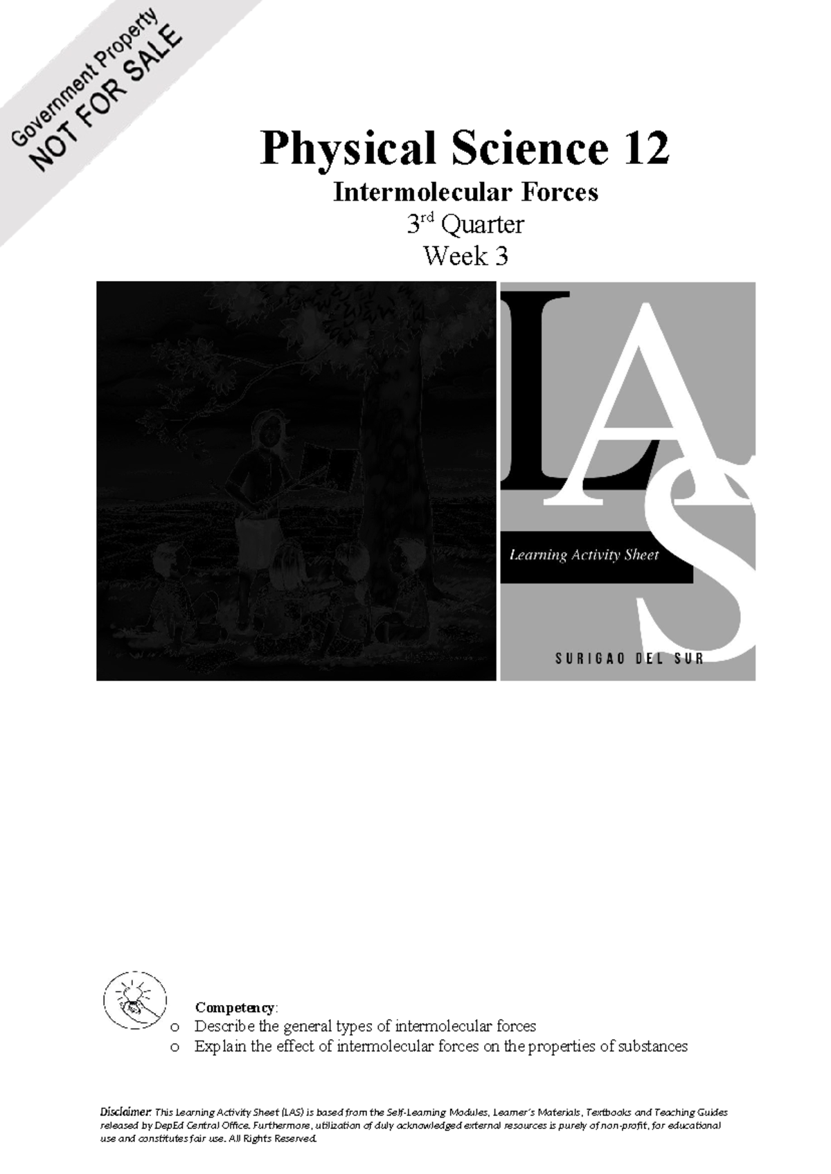 Physical Science 12 LAS: Intermolecular Forces - 3rd Quarter Week 3 ...