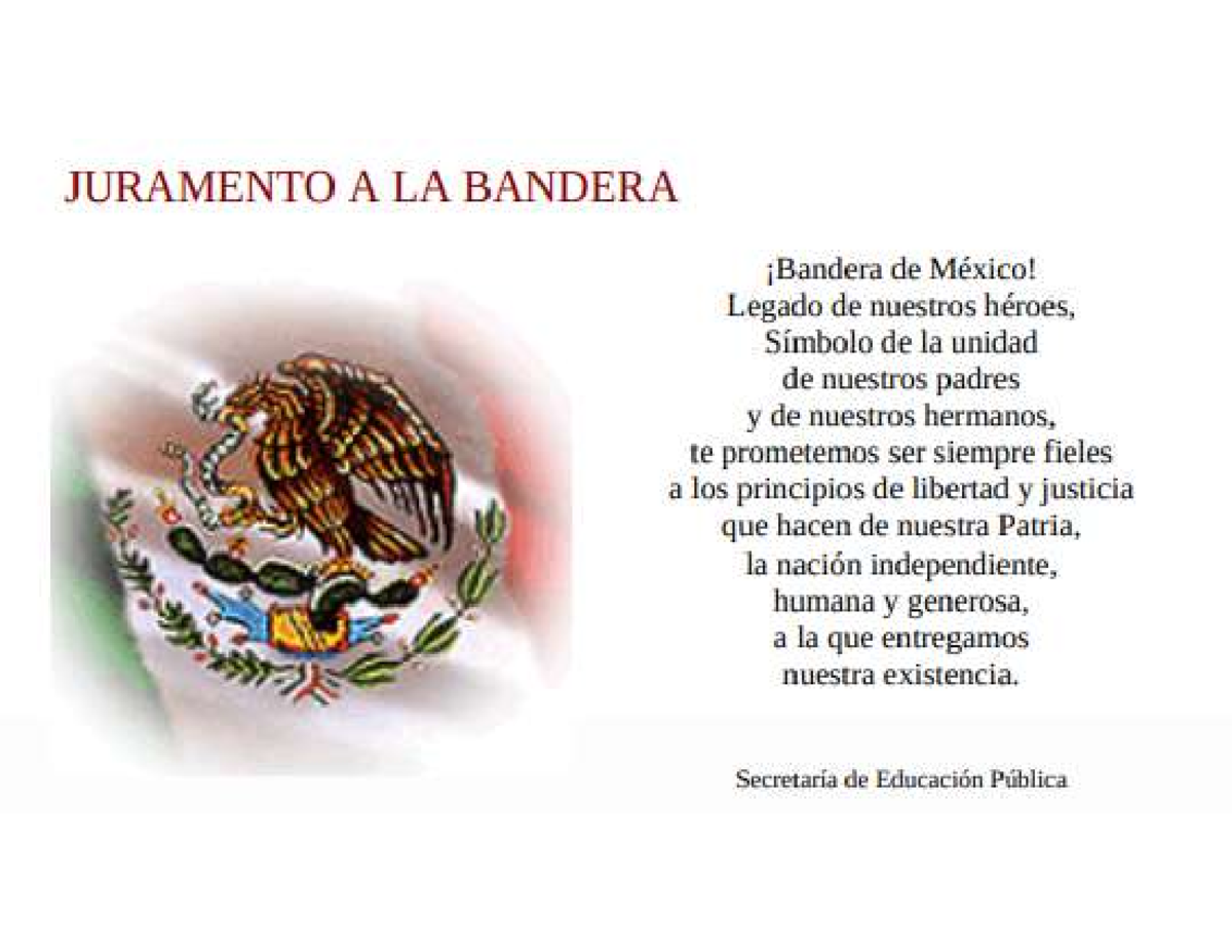 Juramento a la Bandera de México: Símbolo de Libertad y Unidad - Studocu