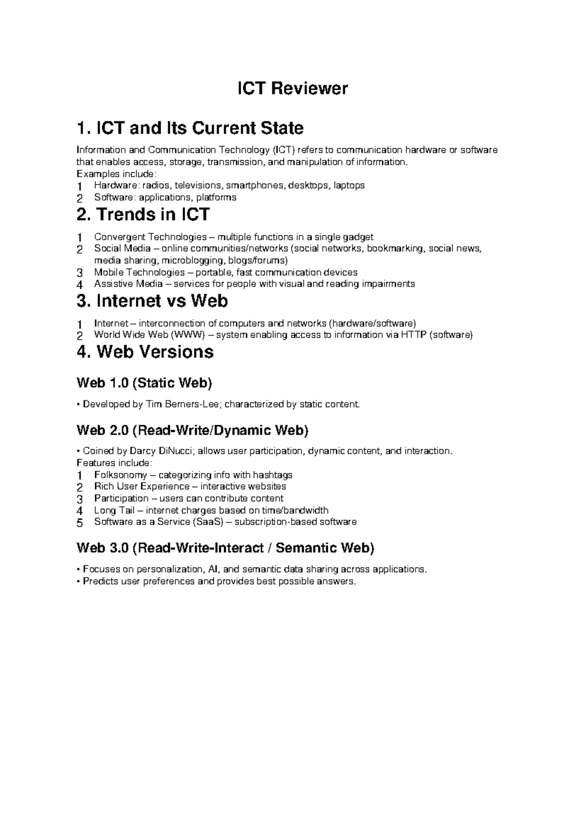 ICT 101: Comprehensive Review of Current Trends in ICT - Studocu