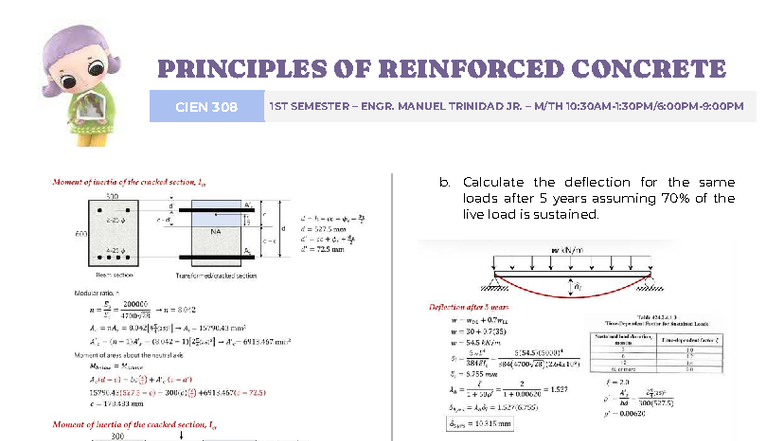PRINCIPLES OF REINFORCED CONCRETE CIEN 308 1ST SEMESTER REVIEW NOTES ...
