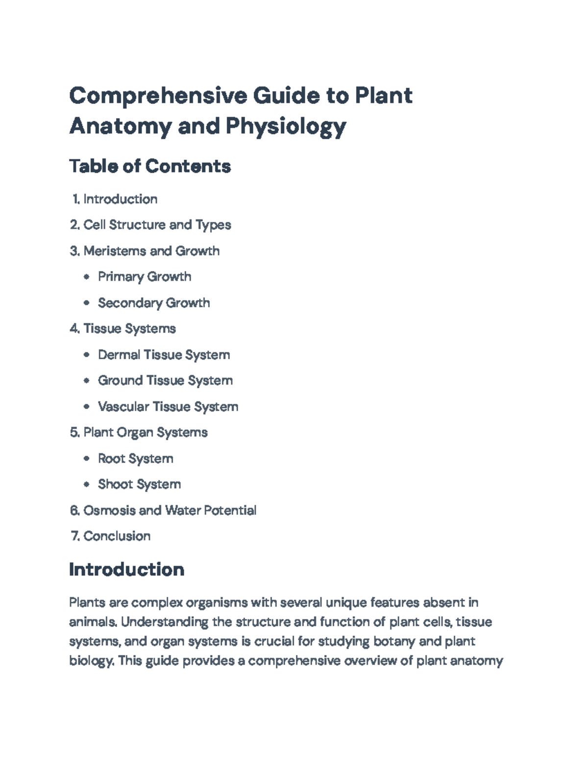Comprehensive Guide to Plant Anatomy and Physiology (BIOL 101 ...