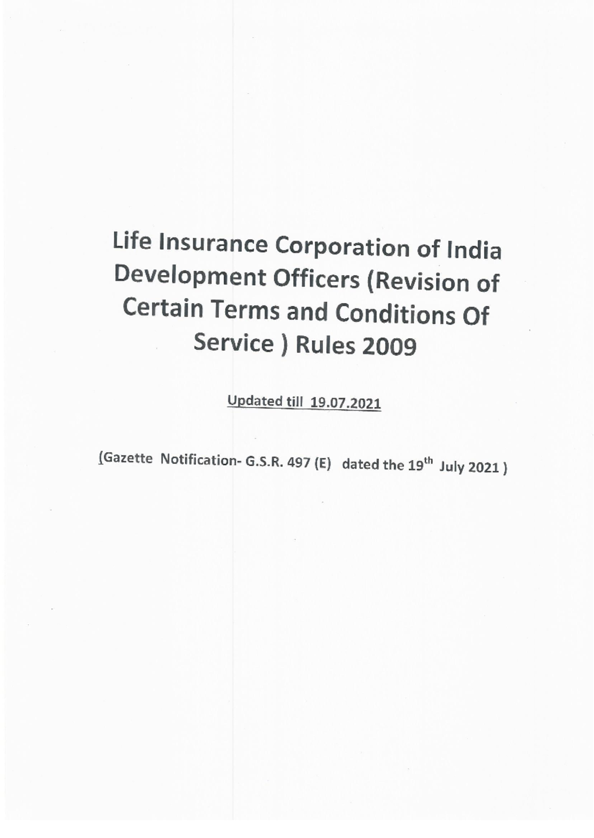 Updated Special Rules for LIC Development Officers (G.S.R. 497 (E ...