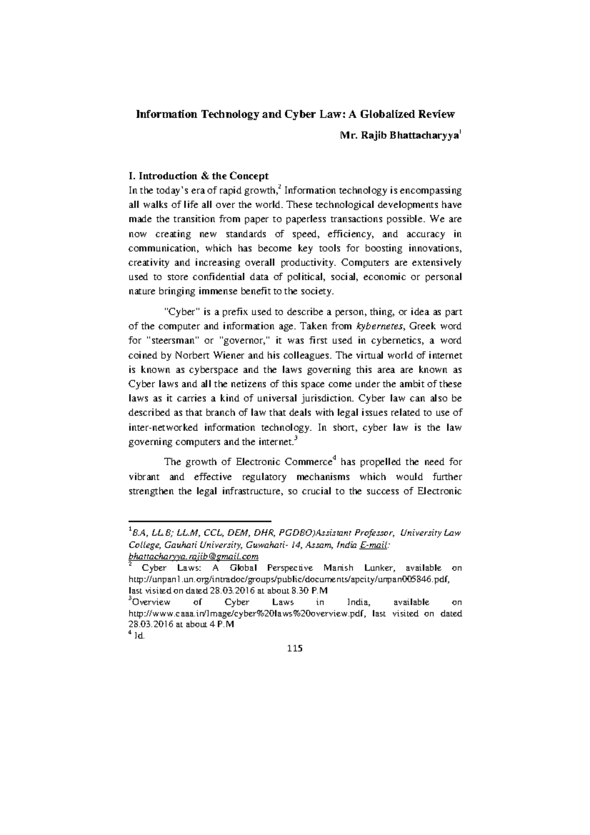 Cyber law - bulbul chowdhury - Information Technology and Cyber Law: A ...