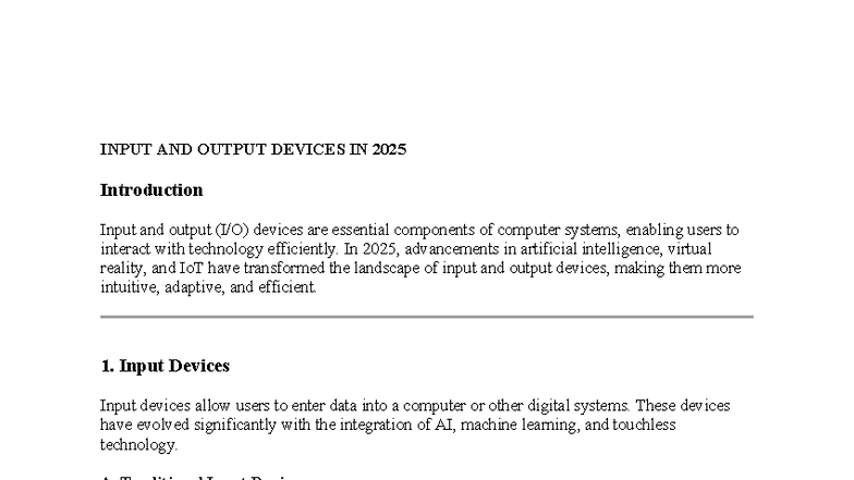 Chapter 4: Input and Output Devices in 2025 - Studocu