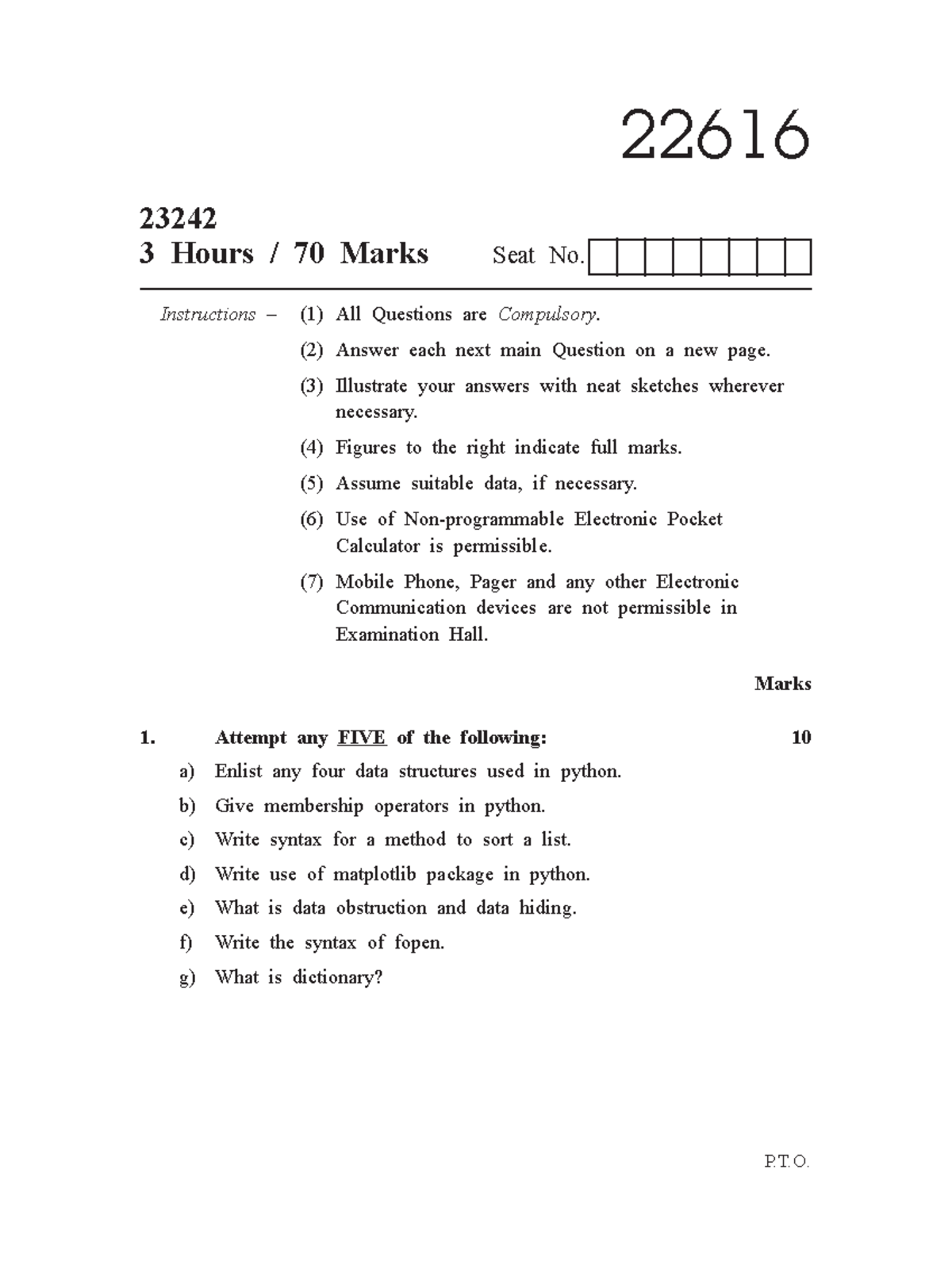 PWP S24 Exam Model Answer Guide: Data Structures & Python Concepts ...