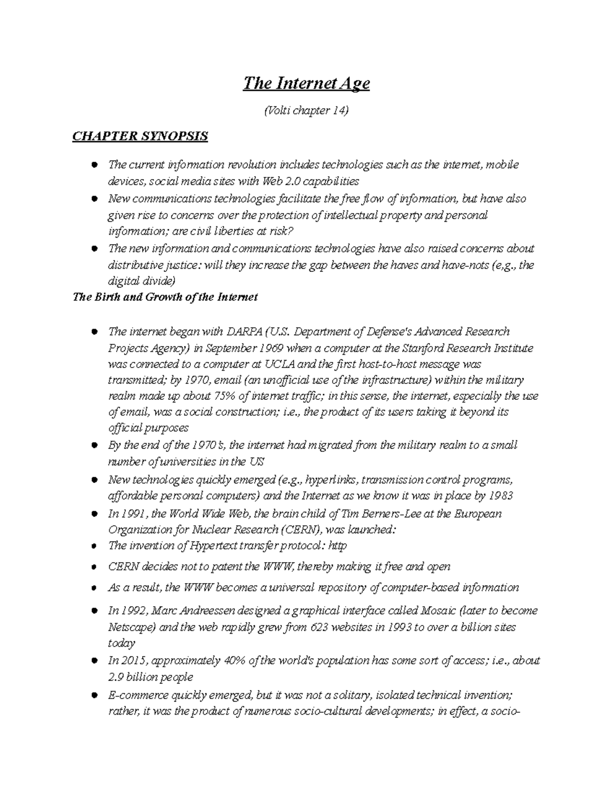 Internet Age: Chapter 14 Summary of Information Revolution - Studocu