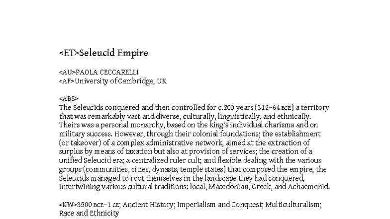 0347 Seleucid Empire: A Study of Cultural Diversity and Control - Studocu