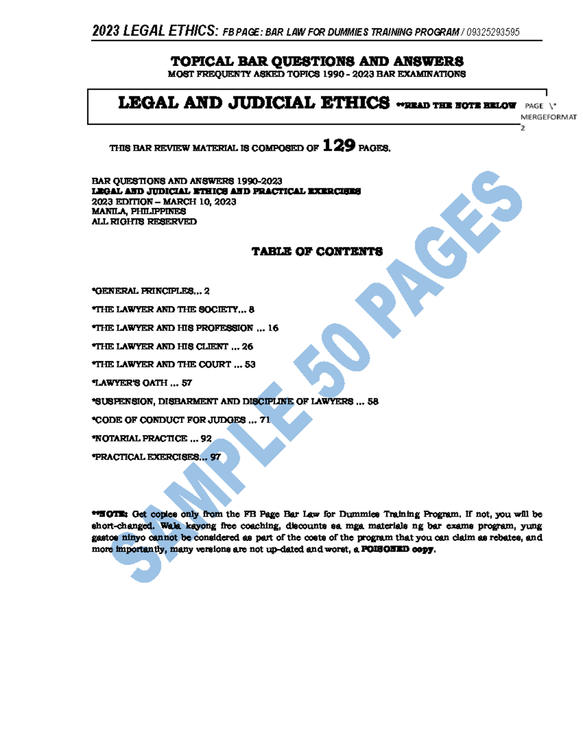 2024 Tbqas Legal Ethics: Topical Bar Questions & Answers (1990-2023 ...