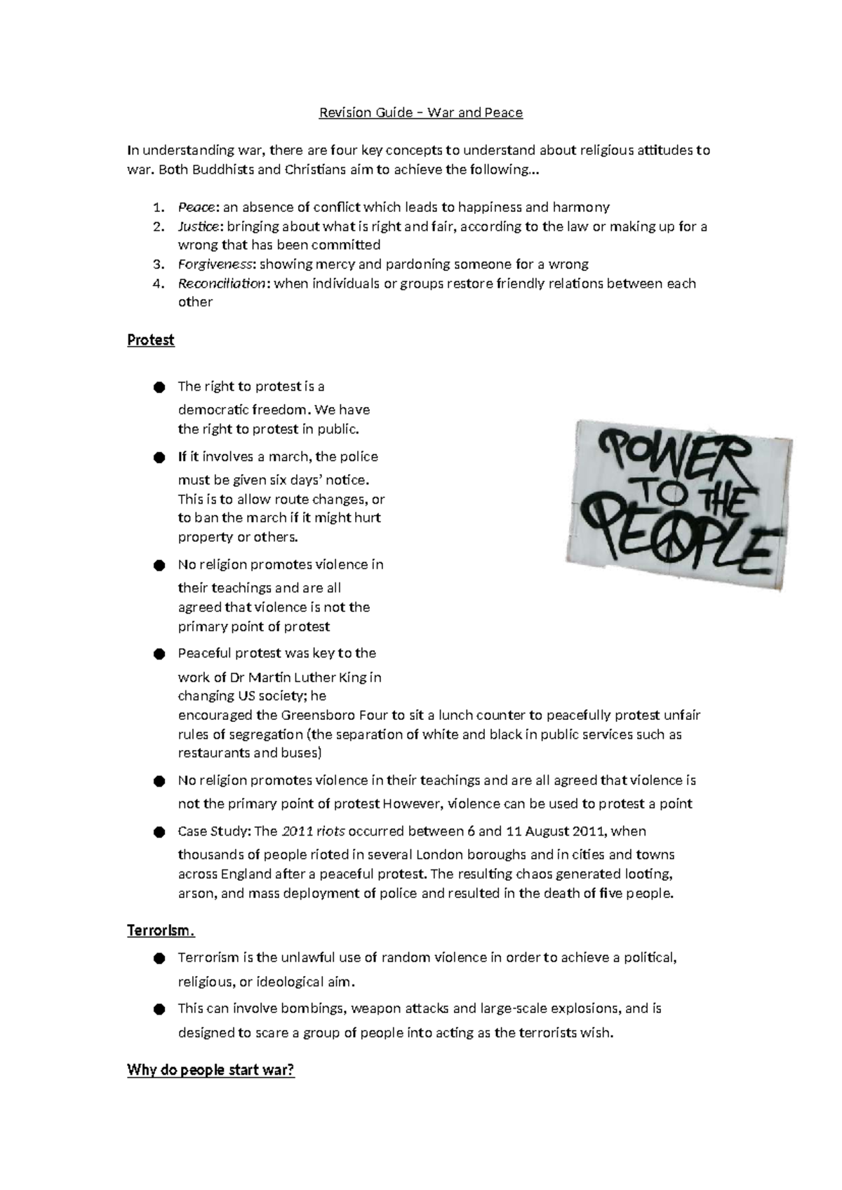 Revision Guide: Understanding War and Peace Concepts - Studocu