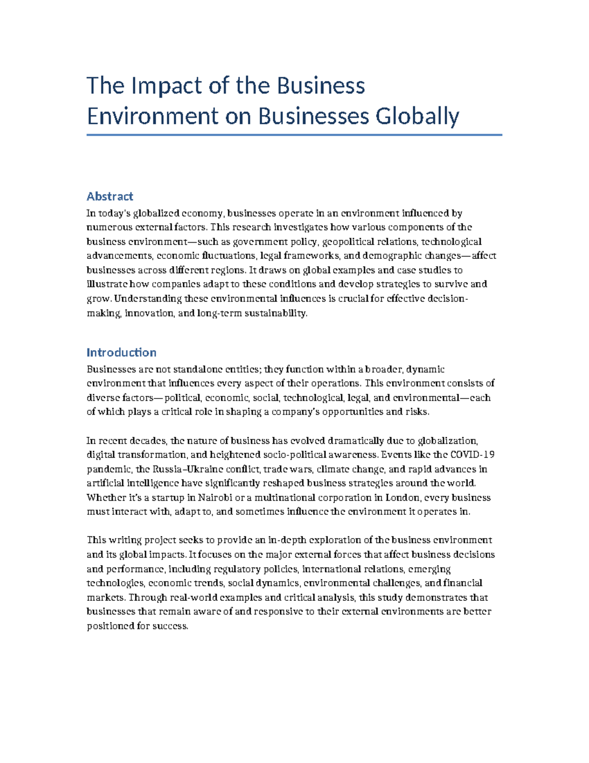 Business Environment Impact: Global Influences on Business Strategies ...