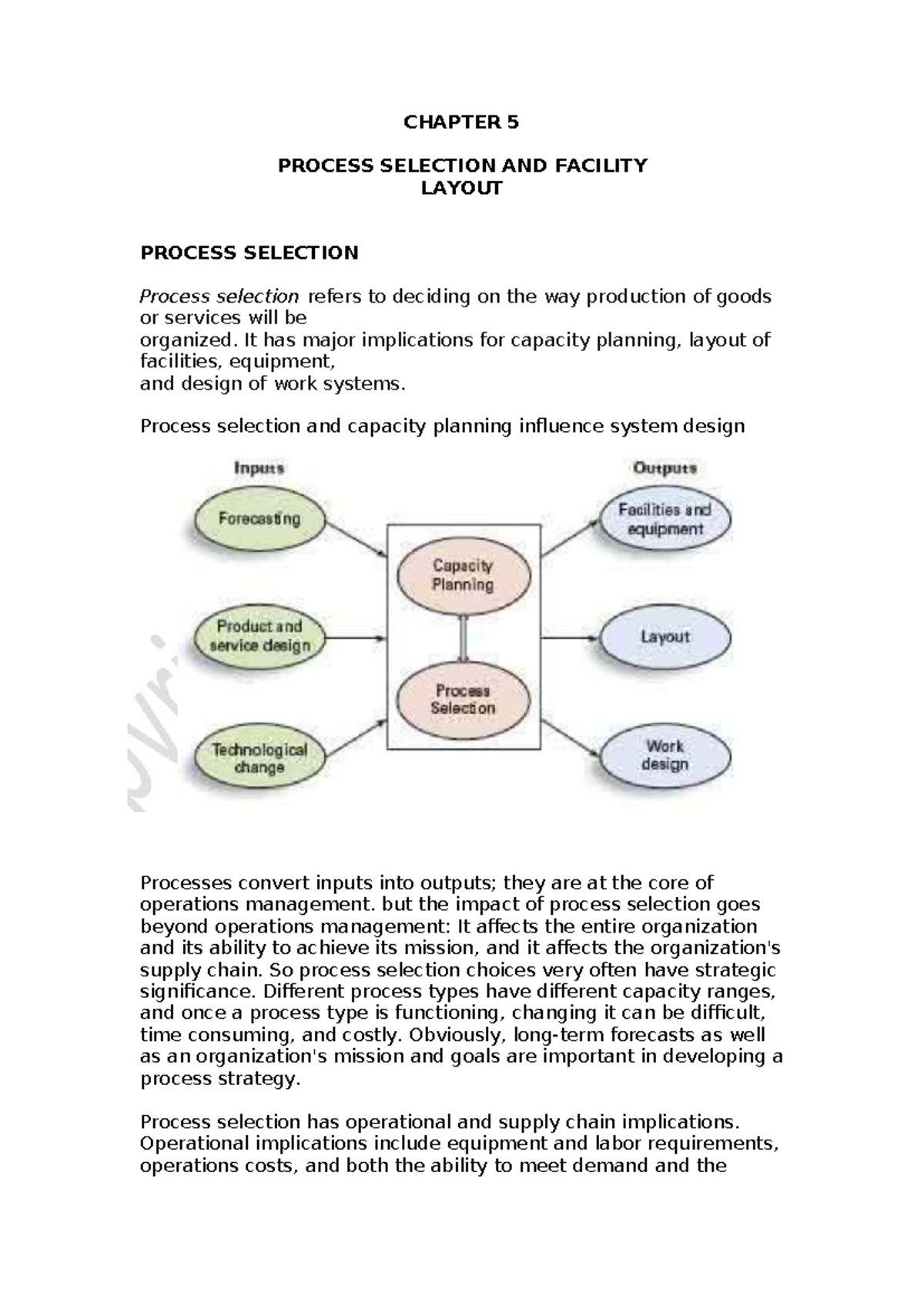 Chapter-5- Process- Selection-AND- Facility- Layout - CHAPTER 5 PROCESS SELECTION AND FACILITY ...