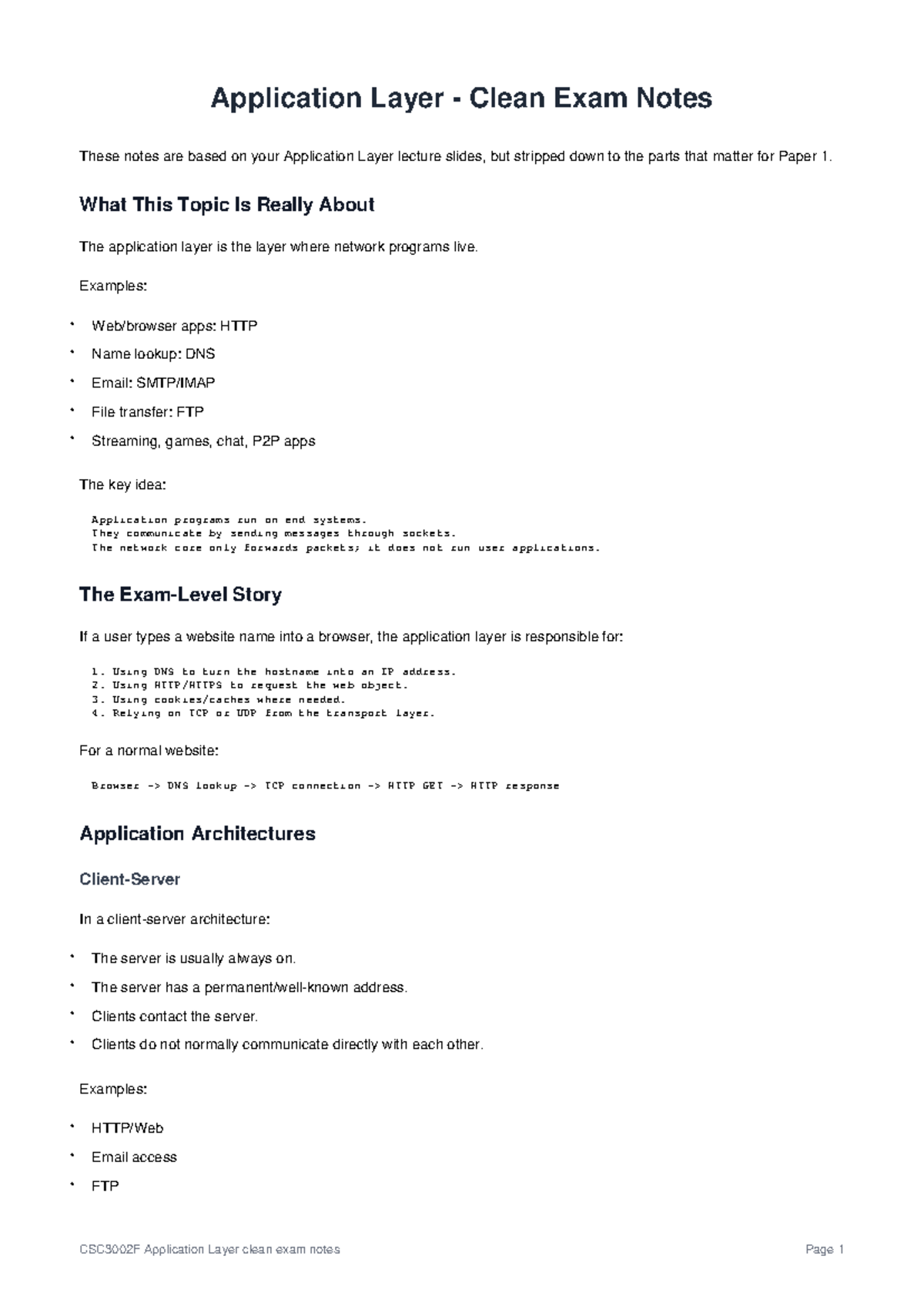 CSC3002F Application Layer Final Exam Study Notes - Studocu