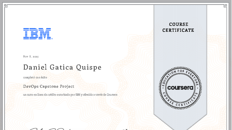Coursera DevOps Capstone Project Completion Certificate - Studocu