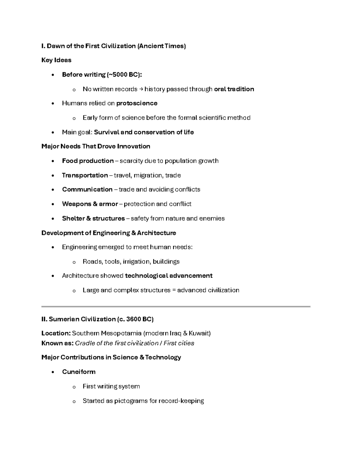 GESCIEE Ch2: Key Ideas on Dawn of First Civilizations - Studocu