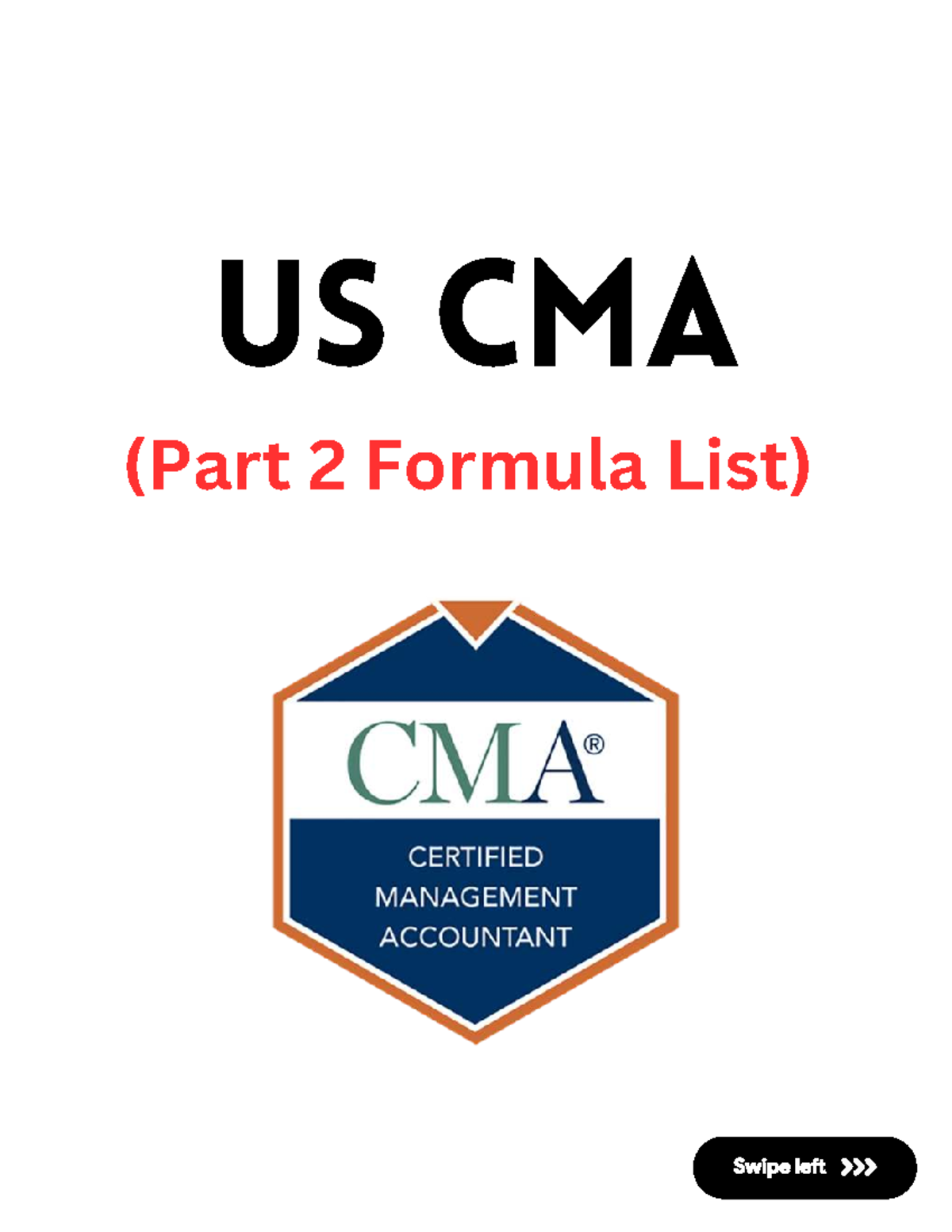 US CMA Part 2: Comprehensive Formula List for Key Financial Ratios - Studocu