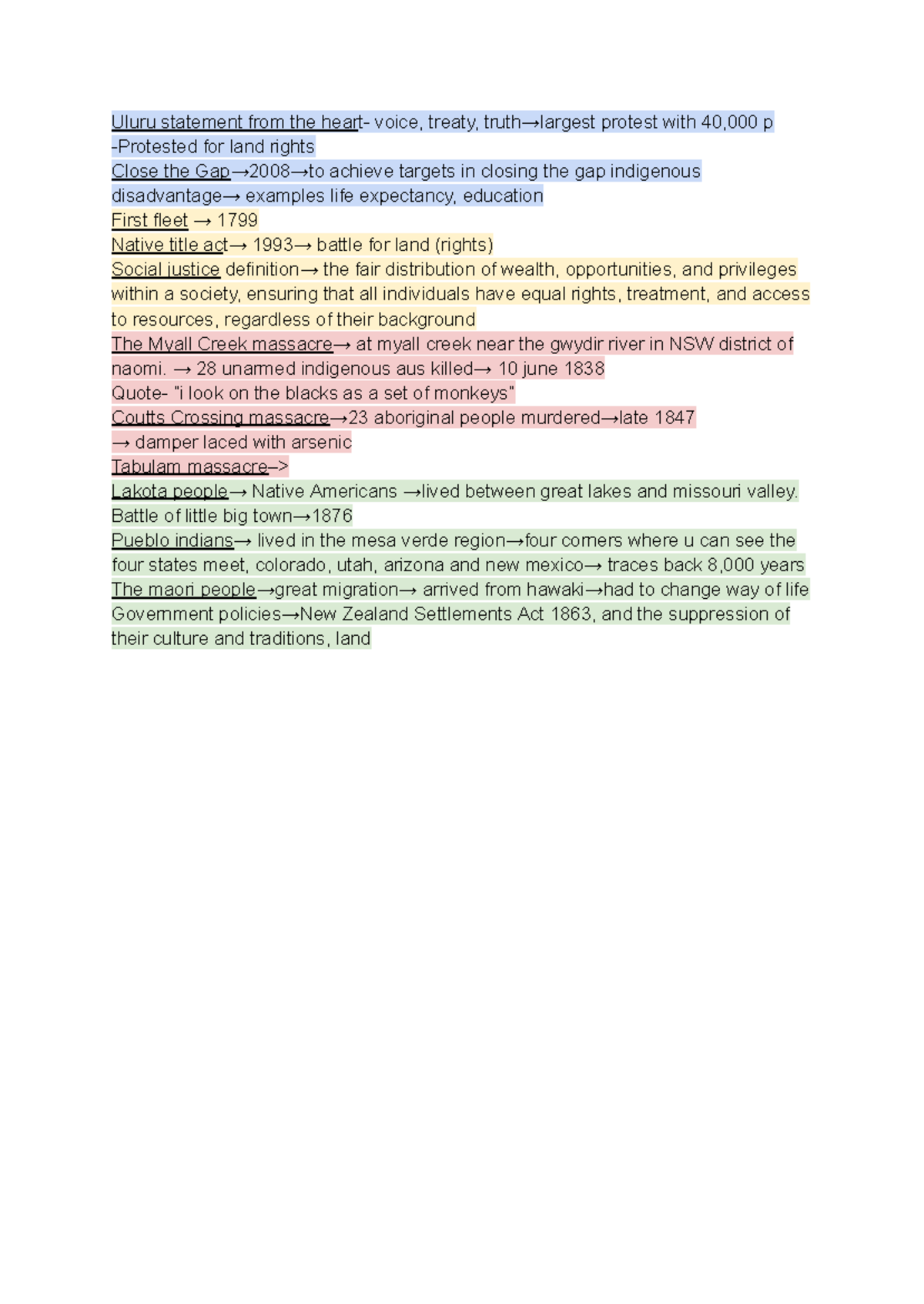 Aboriginal Studies Cheat Sheet: History, Events & Social Justice - Studocu