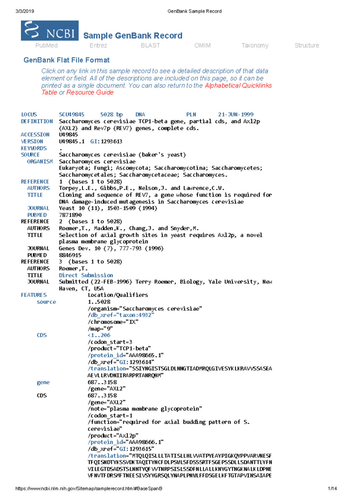 GenBank Sample Record Analysis for Biology Course (BIO 101) - Studocu