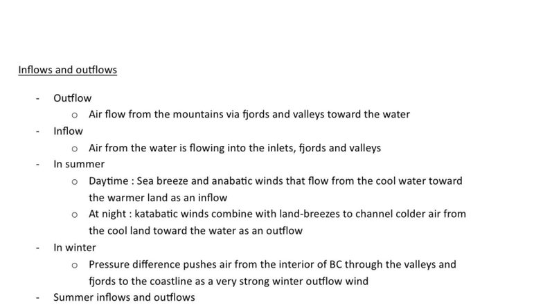Inflows and Outflows: Air Movement Dynamics in BC's Fjords - Studocu
