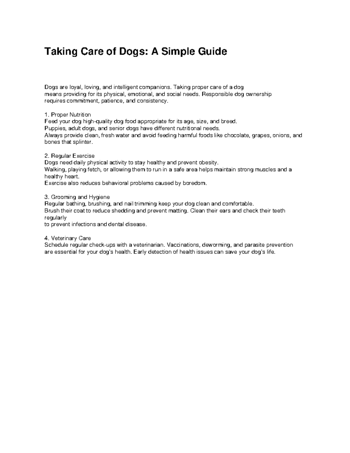 Taking Care of Dogs: A Comprehensive Guide to Pet Care - Studocu
